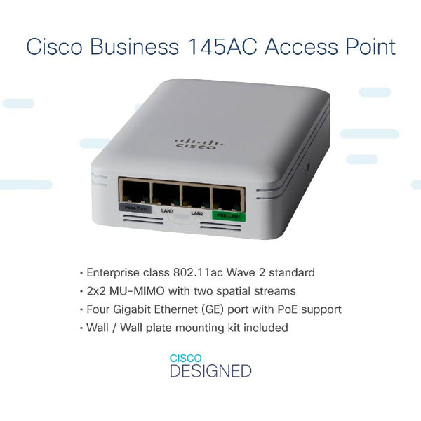 Cisco Business 145AC WiFi 5 Access Point Wall Plate | CBW145AC-E ...