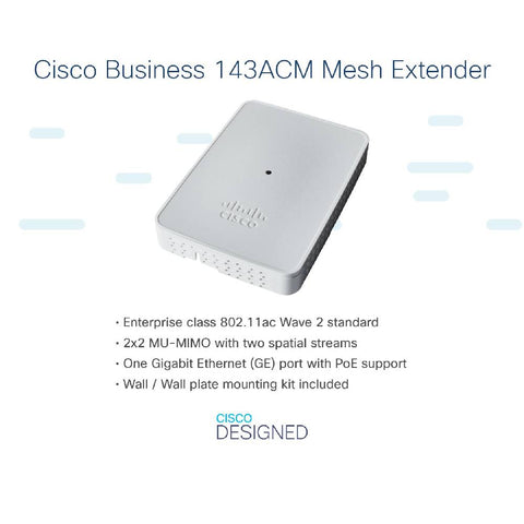 Cisco WiFi 5 PoE Mesh Extender (1011Mbps AC) | CBW143ACM - Network ...