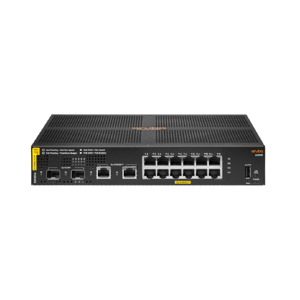 HPE Aruba CX 6000 12-Port PoE (139W) 2x1G/SFP Switch | R8N89A – Network ...
