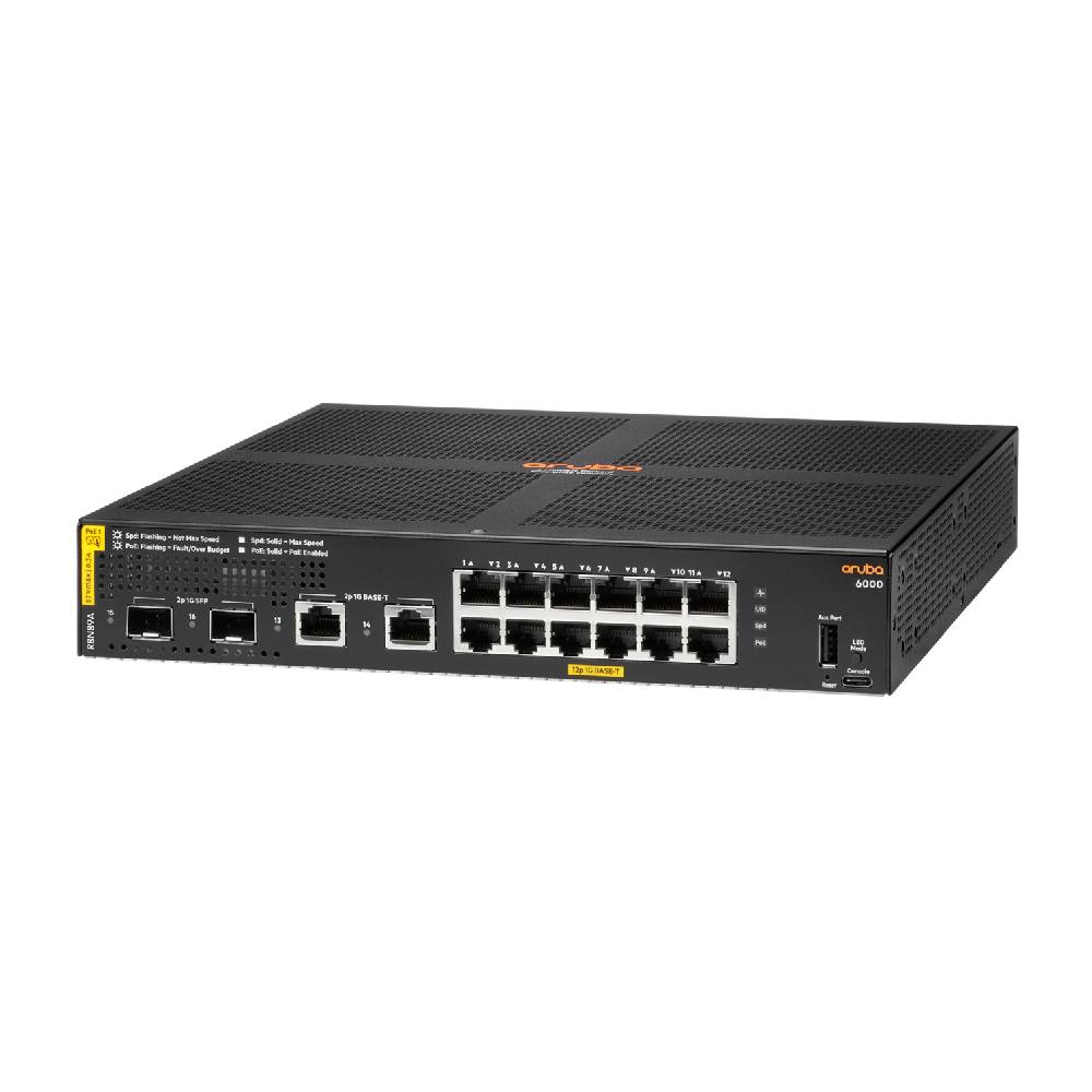 HPE Aruba CX 6000 12-Port PoE (139W) 2x1G/SFP Switch | R8N89A – Network ...