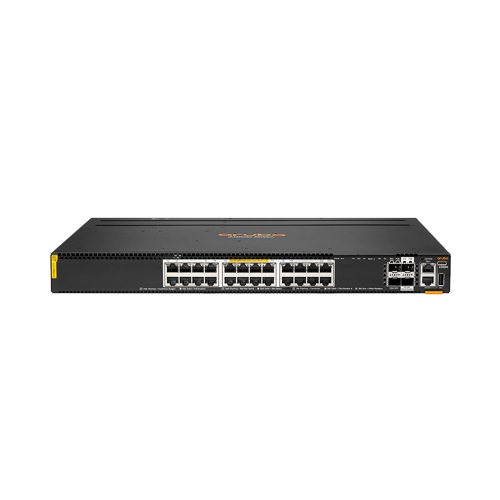 HPE Aruba CX 6300M 24p HPE Smart Rate 1G/2.5G/5G/10G Class6 PoE Switch ...