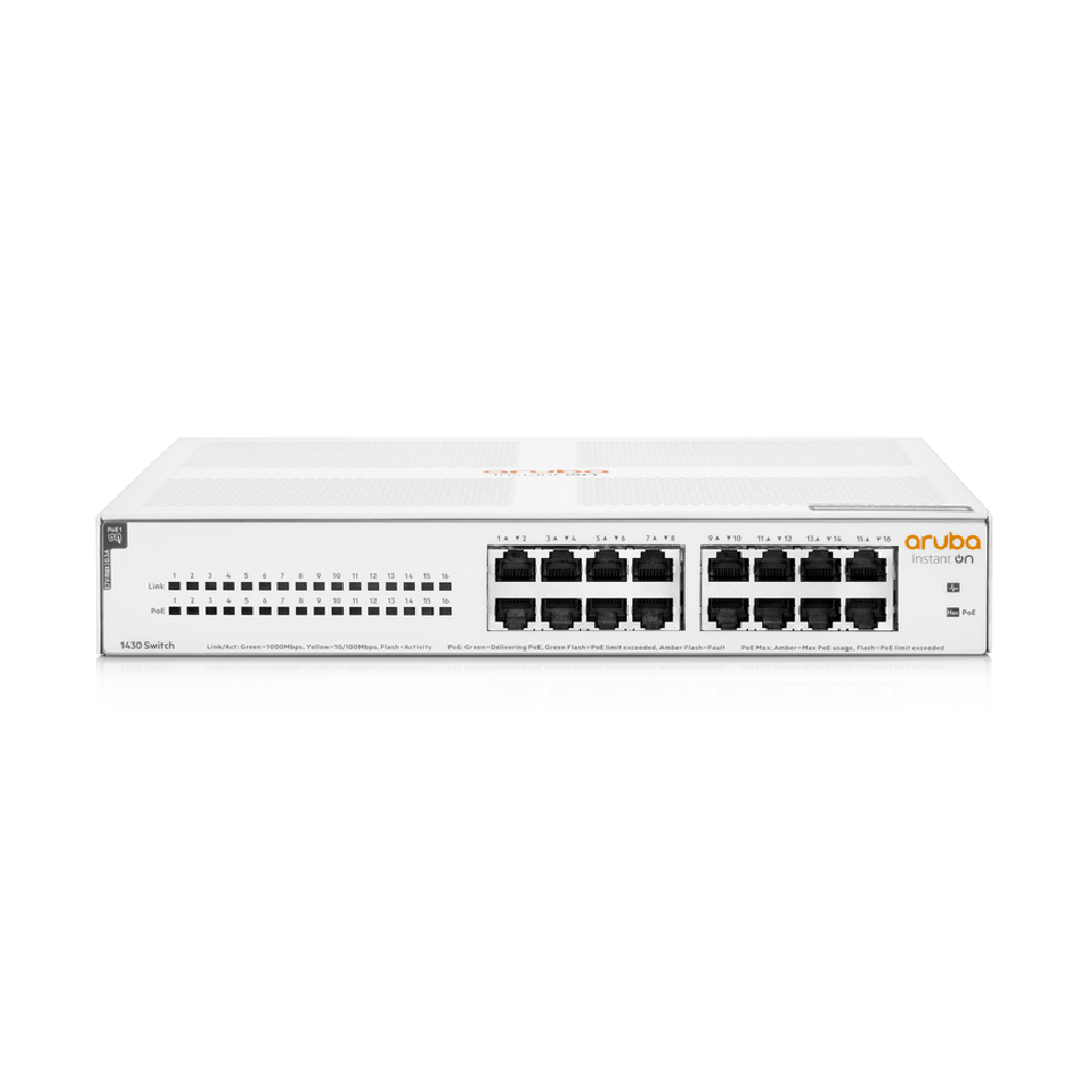 HPE Aruba Instant On 1430 16G Class4 PoE 124W Switch | R8R48A - Network ...