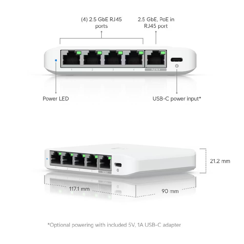 Ubiquiti USW-Flex-2.5G 5-Port Managed 2.5GbE Access Switch | USW-FLEX ...